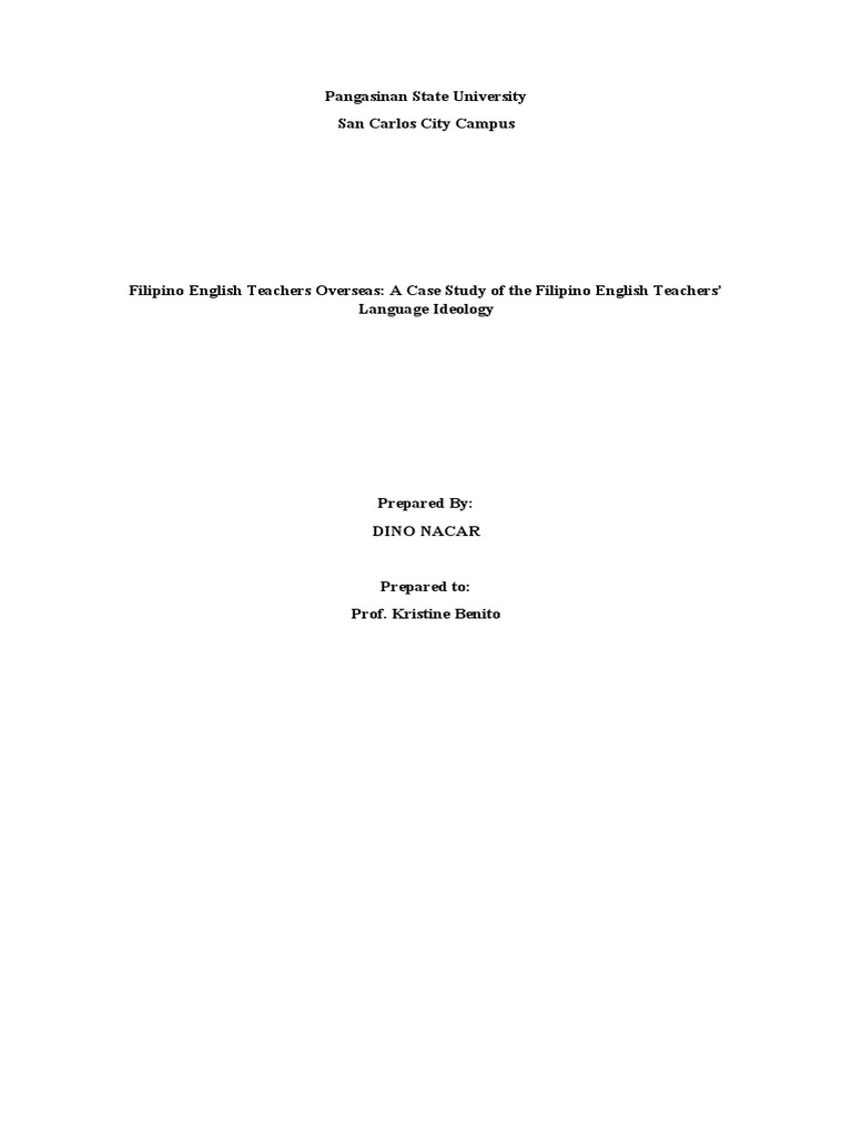 FILIPINO CASE STUDY Filipino English Teachers Overseas | PDF | English ...