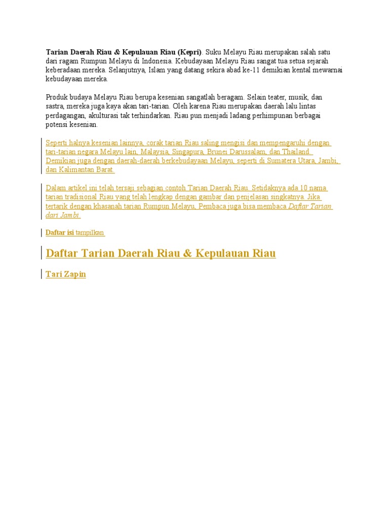 Tarian Daerah Riau | PDF