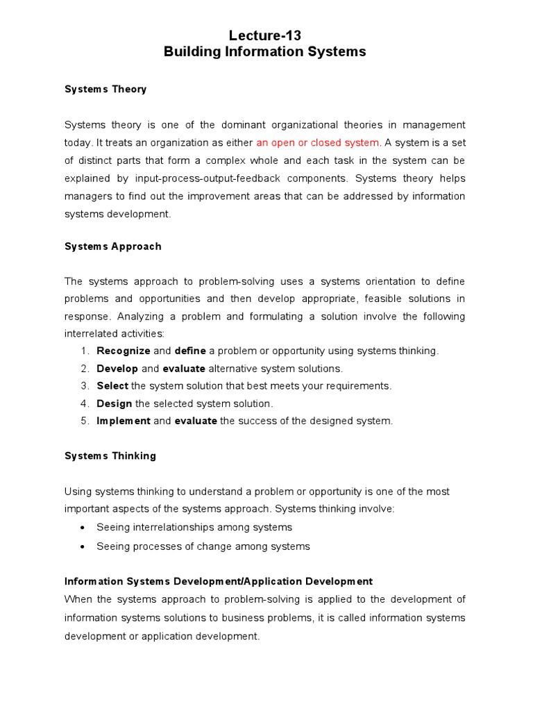 Lecture-13 Building Information Systems | PDF | Feasibility Study | System