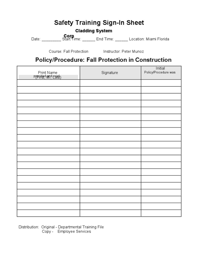 Safety Training Sign in | PDF | Business