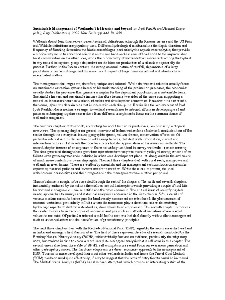 CSD Book Review - Wetlands | PDF | Wetland | Sustainability