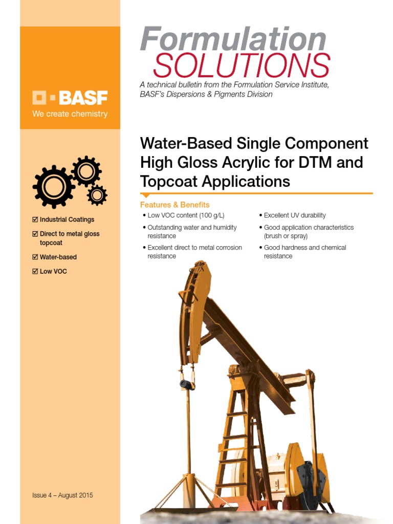 Water-Based Single Component High Gloss Acrylic For DTM and Topcoat ...