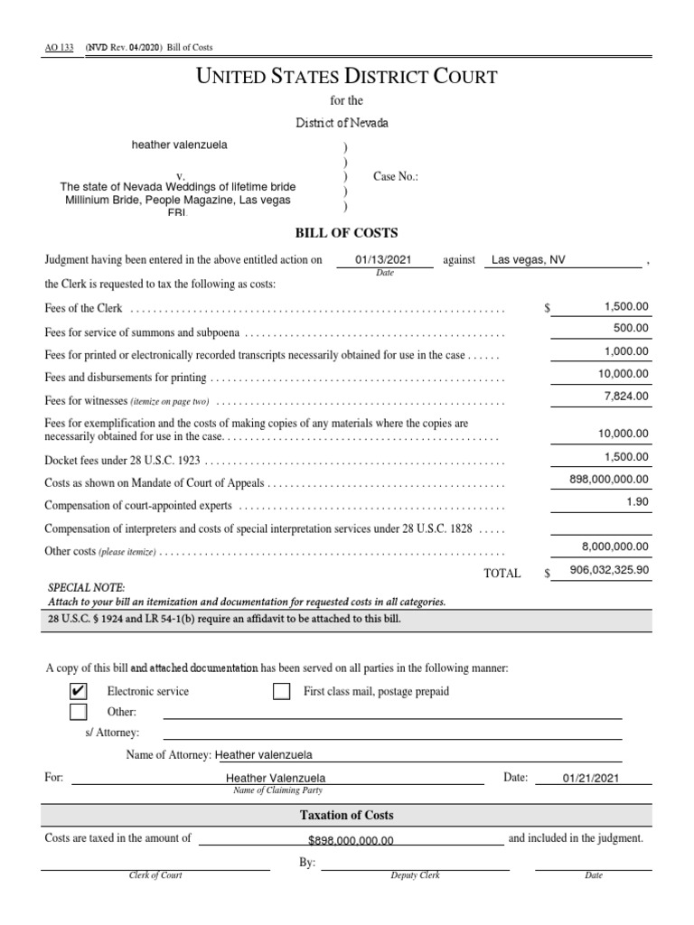 Bill of Costs | PDF | Appeal | Justice