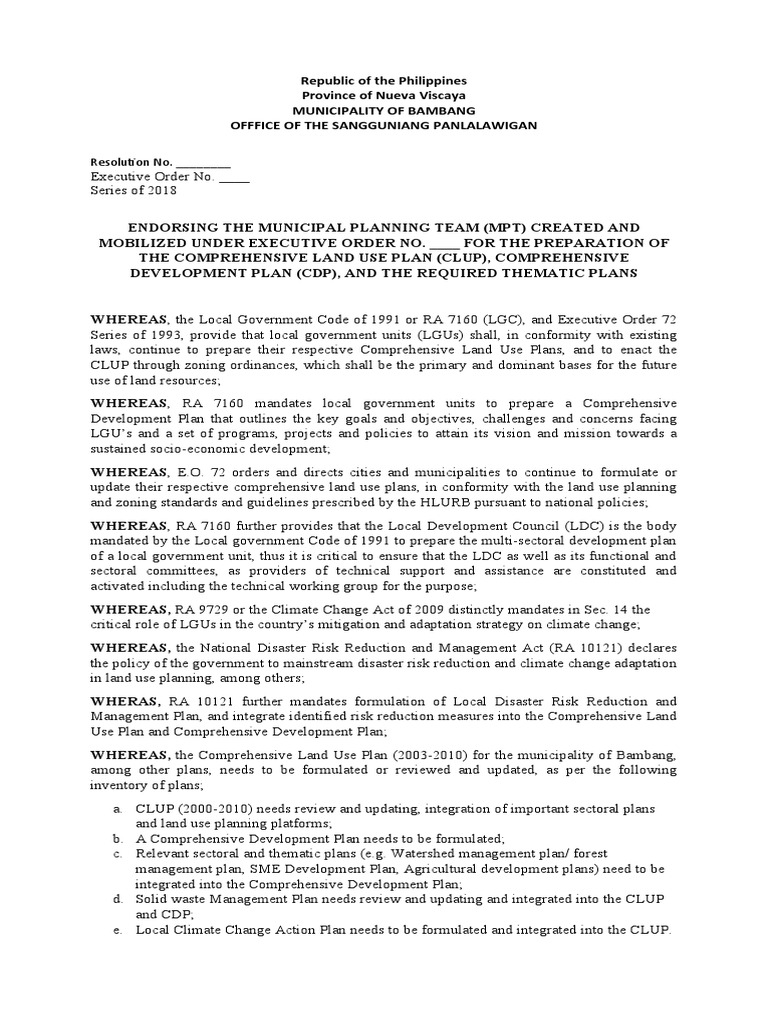 Sangguniang Bayan Resolution | PDF | Local Government | Disaster Risk ...