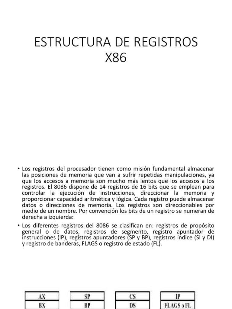 Estructura de Registros X86 | PDF | Puntero (Programación de ...