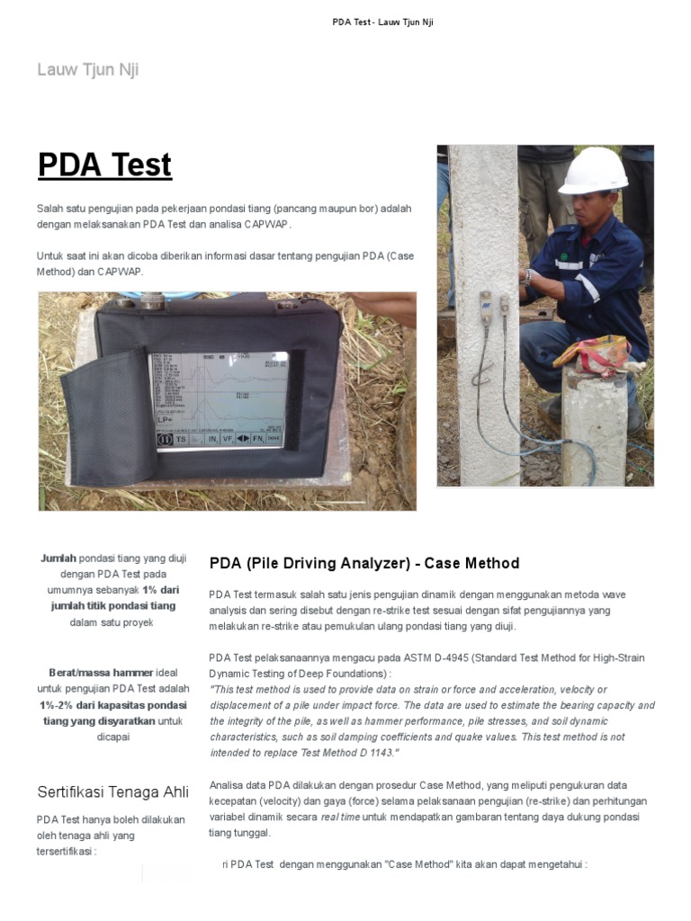 Panduan Lengkap PDA Test Tiang Pancang | PDF