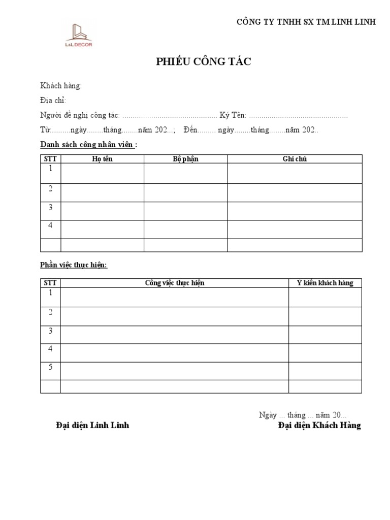 Phieu Cong Tac | PDF
