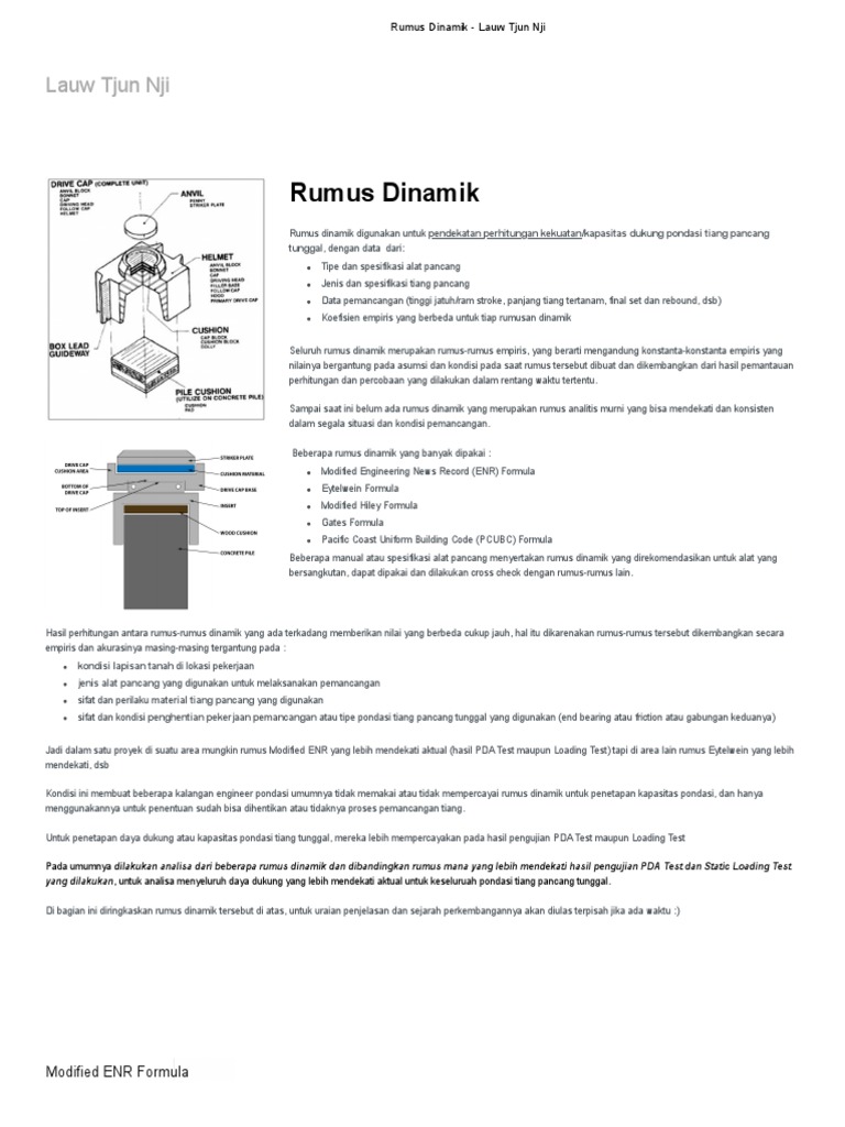 Lauw Tjun Nji-Rumus Dinamik-Pondasi Tiang Pancang | PDF