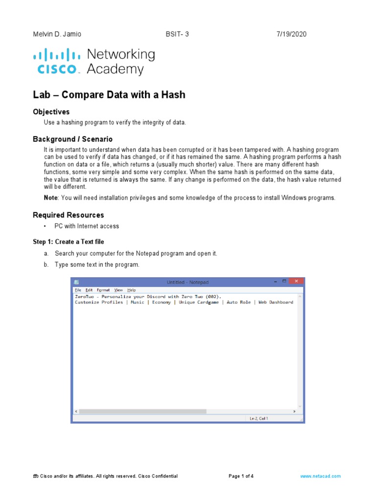 Lab - Compare Data With A Hash | PDF | Computer File | World Wide Web