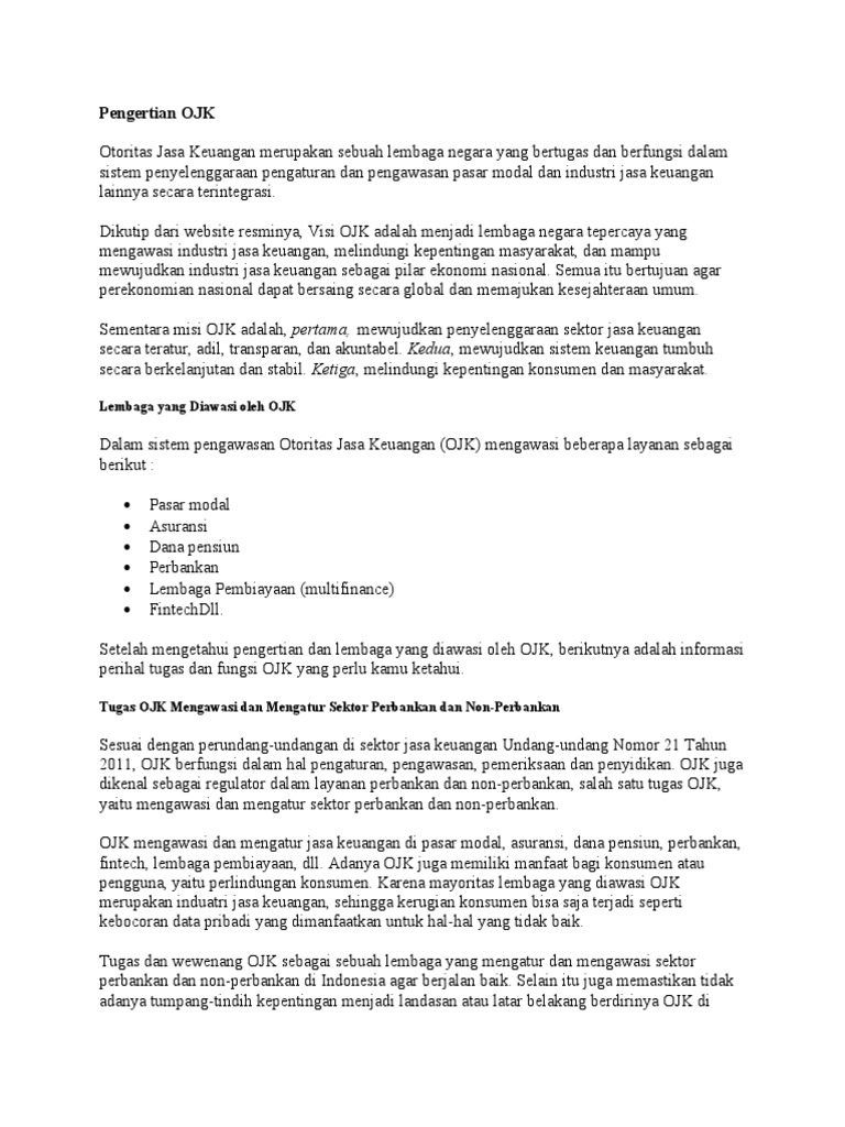 Pengertian OJK | PDF