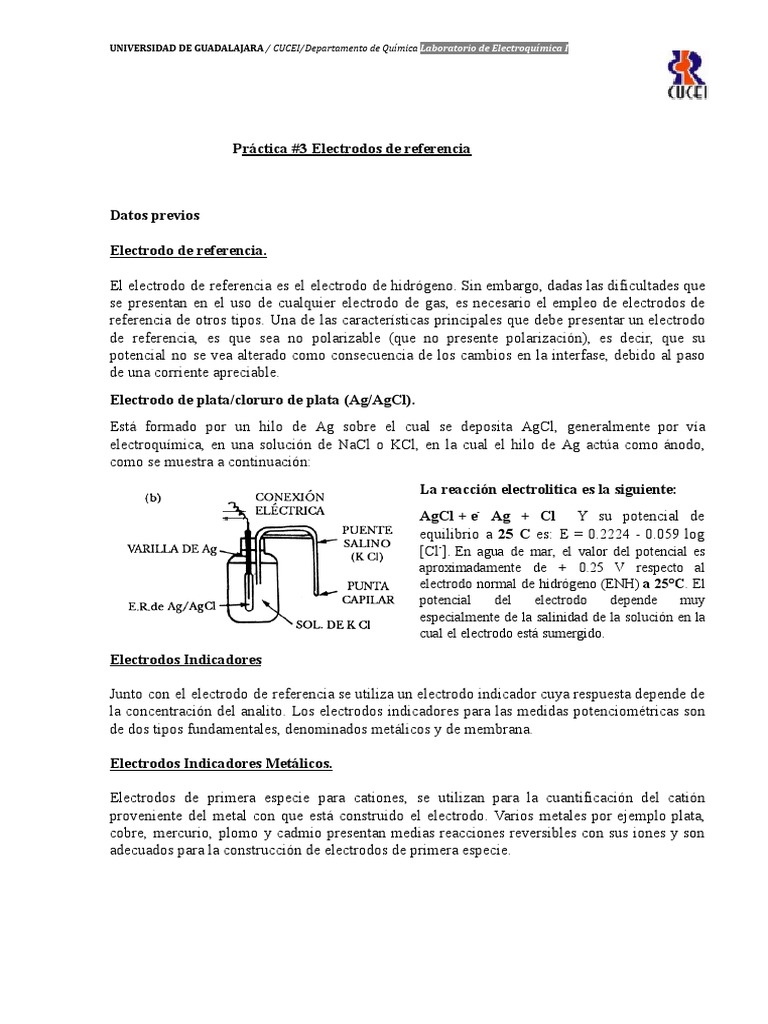 Práctica #3 Electrodos de Referencia | PDF | Electrodo | Electroquímica