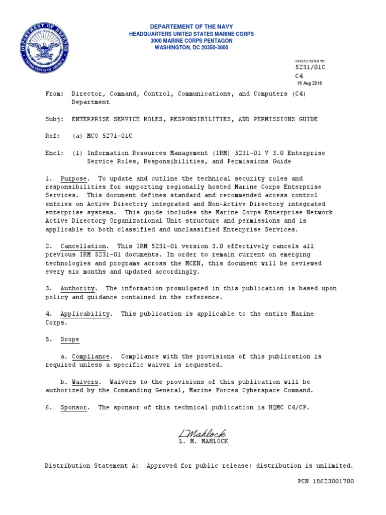 Departement of The Navy: Headquarters United States Marine Corps 3000 ...