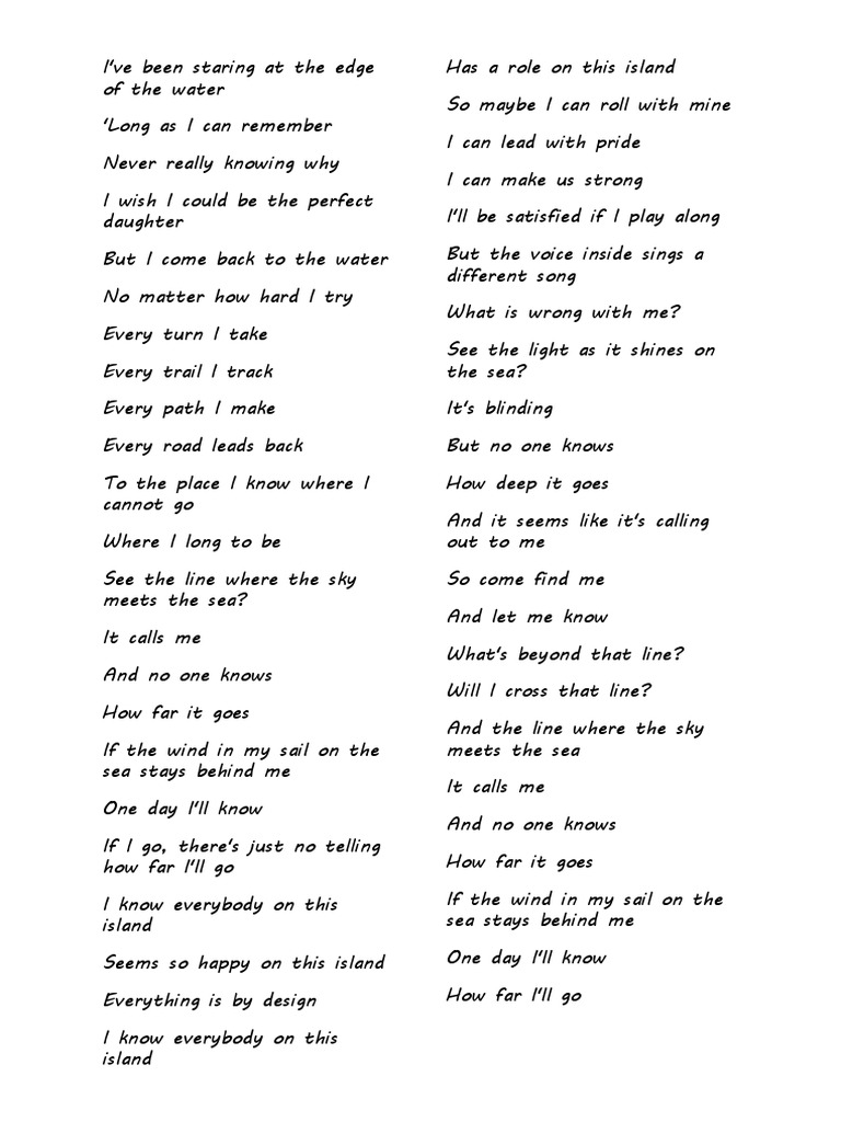 How Far I'll Go (Lyrics) | PDF