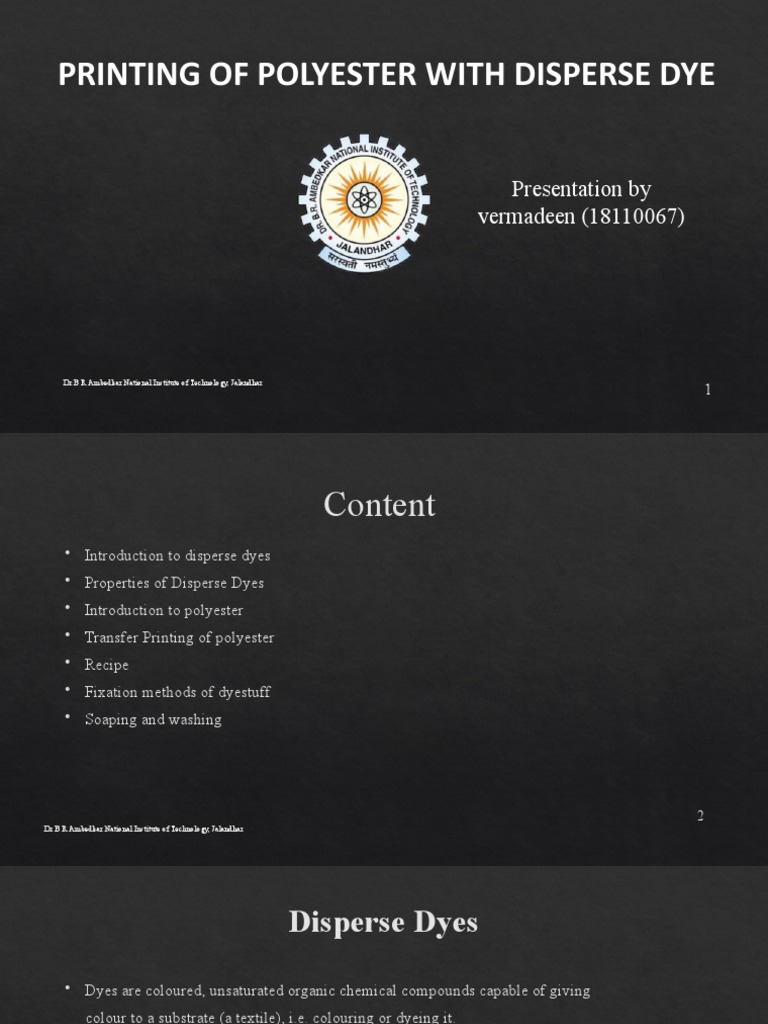 Printing of Polyester With Disperse Dye | PDF | Dye | Polyester
