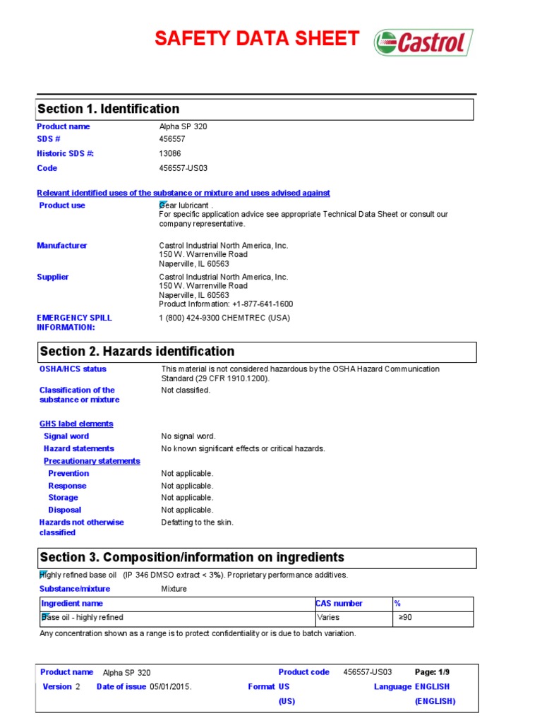 Safety Data Sheet: Section 1. Identification | PDF | Personal ...