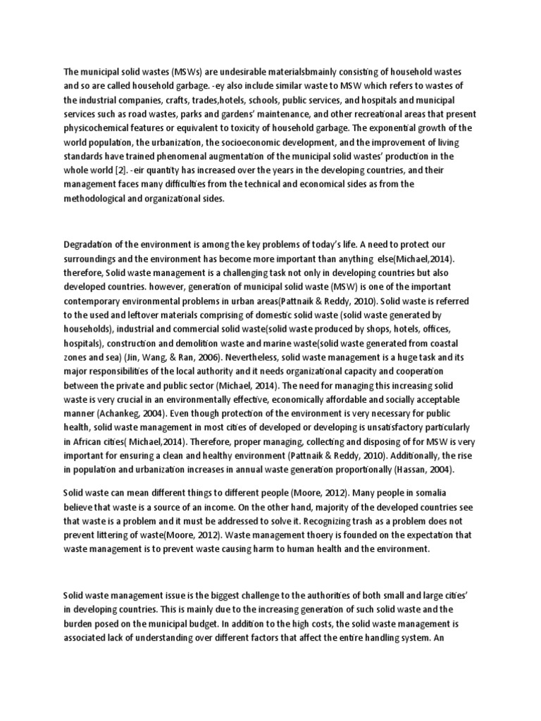 Rationale Reference | PDF | Waste Management | Municipal Solid Waste