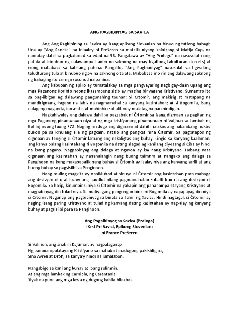 Ang Pagbibinyag Sa Savica | PDF