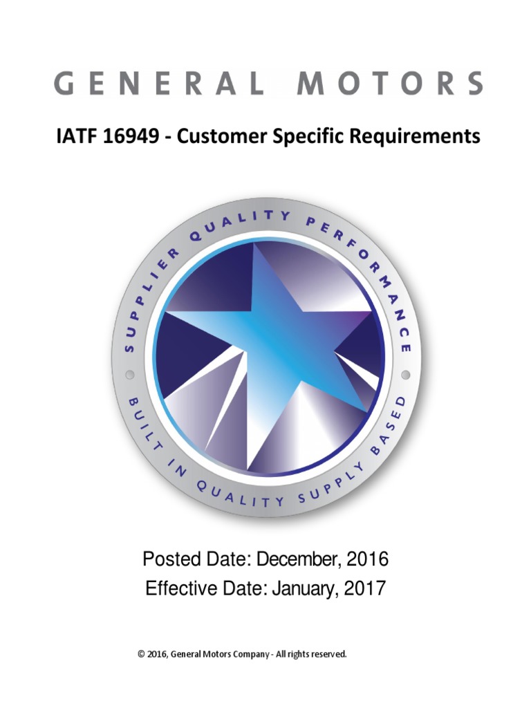 IATF 16949 GM CSR - Dec. 2016 1 | PDF | Iso 9000 | Quality Management ...
