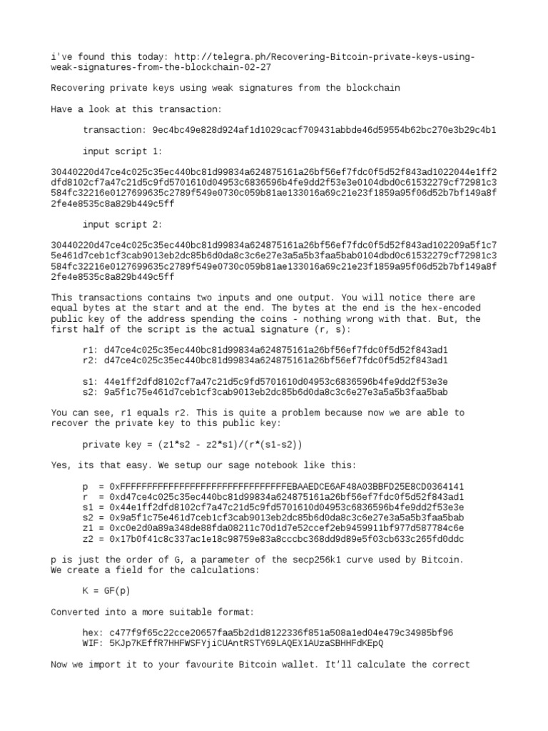 Weak Signatures On The Blockchain | PDF | Bitcoin | Teaching Mathematics
