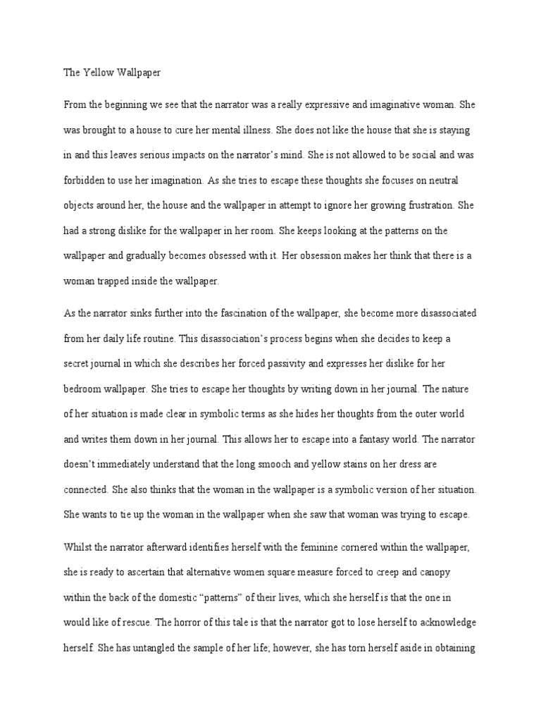 The Yellow Wallpaper Character Analysis | Download Free PDF | The ...