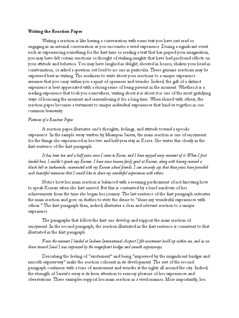 How to Write a Reaction Paper | PDF | Observation | Essays