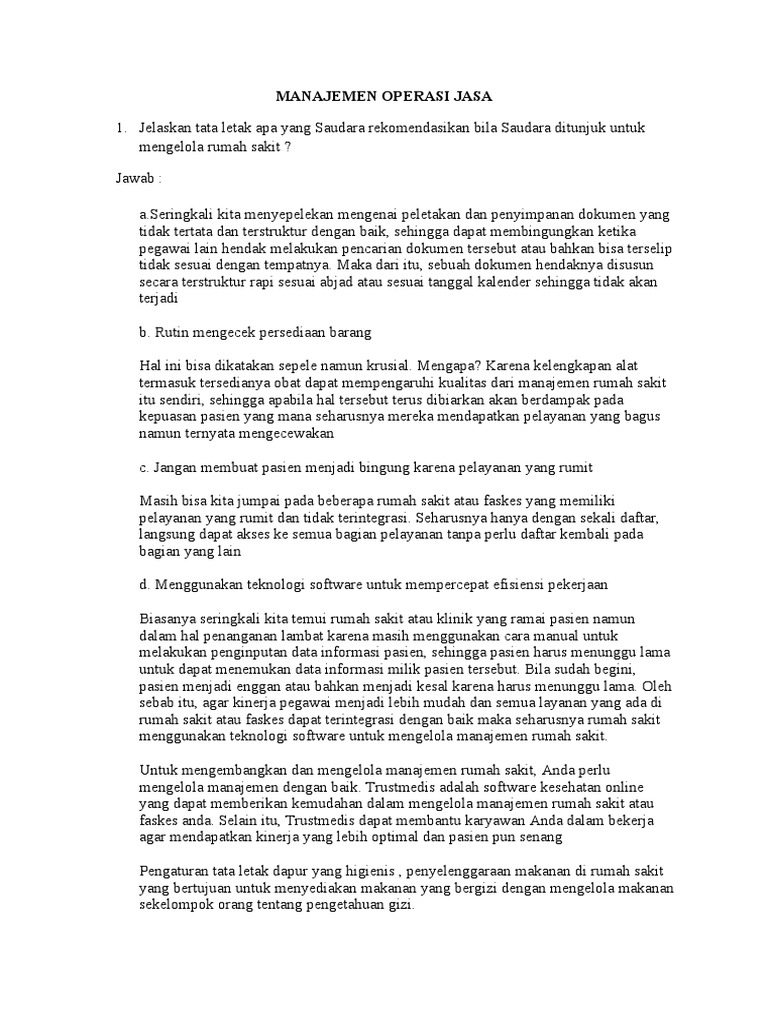 MAN OPERASI JASA (EKMA4369) Tugas 3 | PDF
