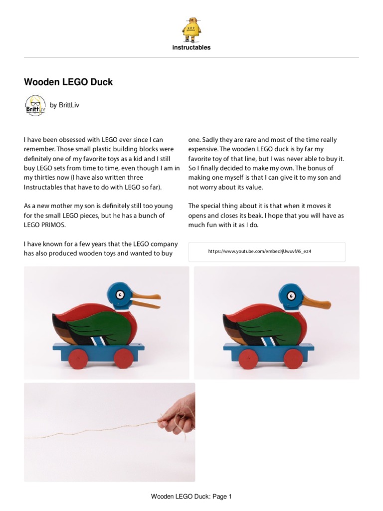 Wooden LEGO Duck: Instructables | PDF
