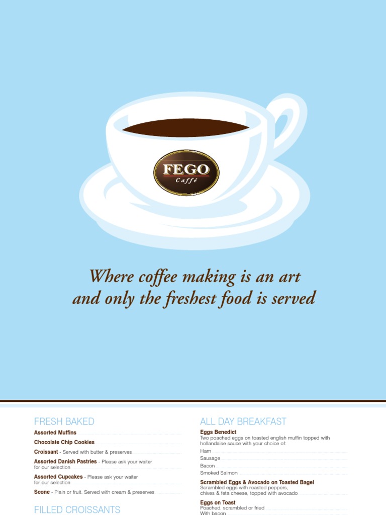 Fego Café Ascot Breakfast Menu | PDF | Salad | Hamburgers