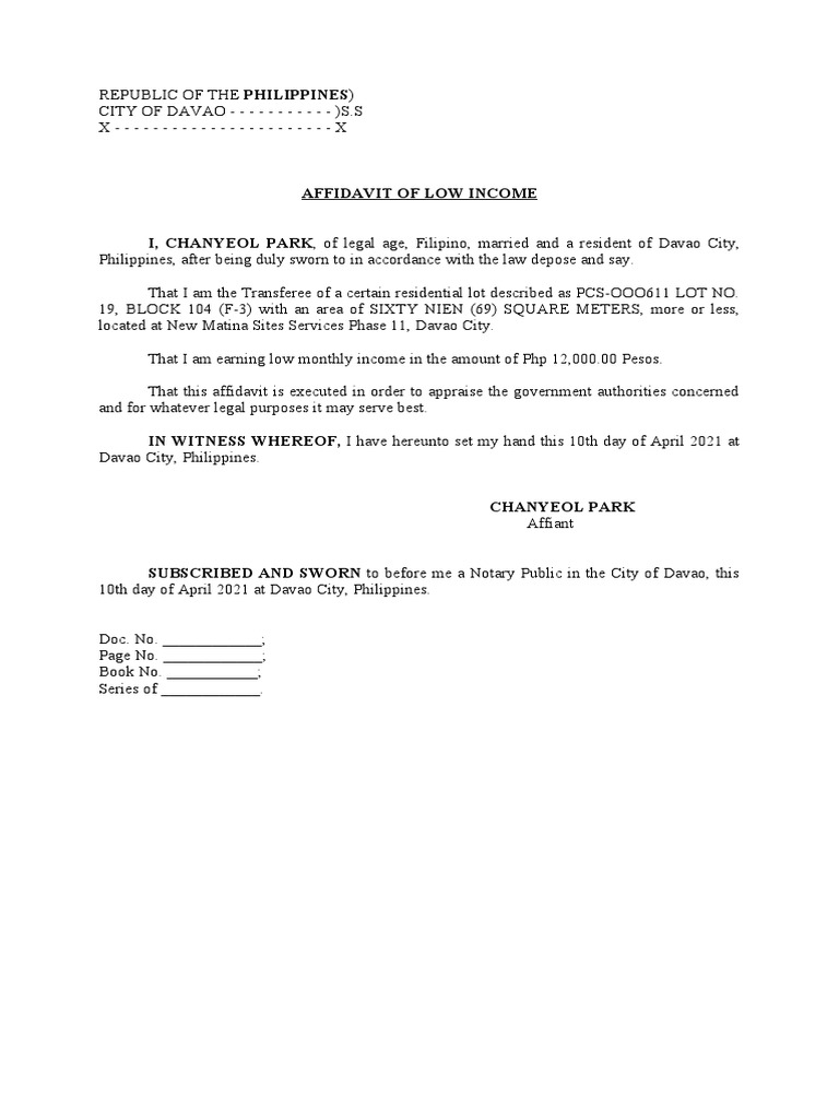 Affidavit of Low Income | PDF