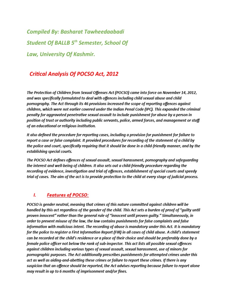 Review of Pocso Act 2012 | PDF | Sexual Assault | Crime & Violence
