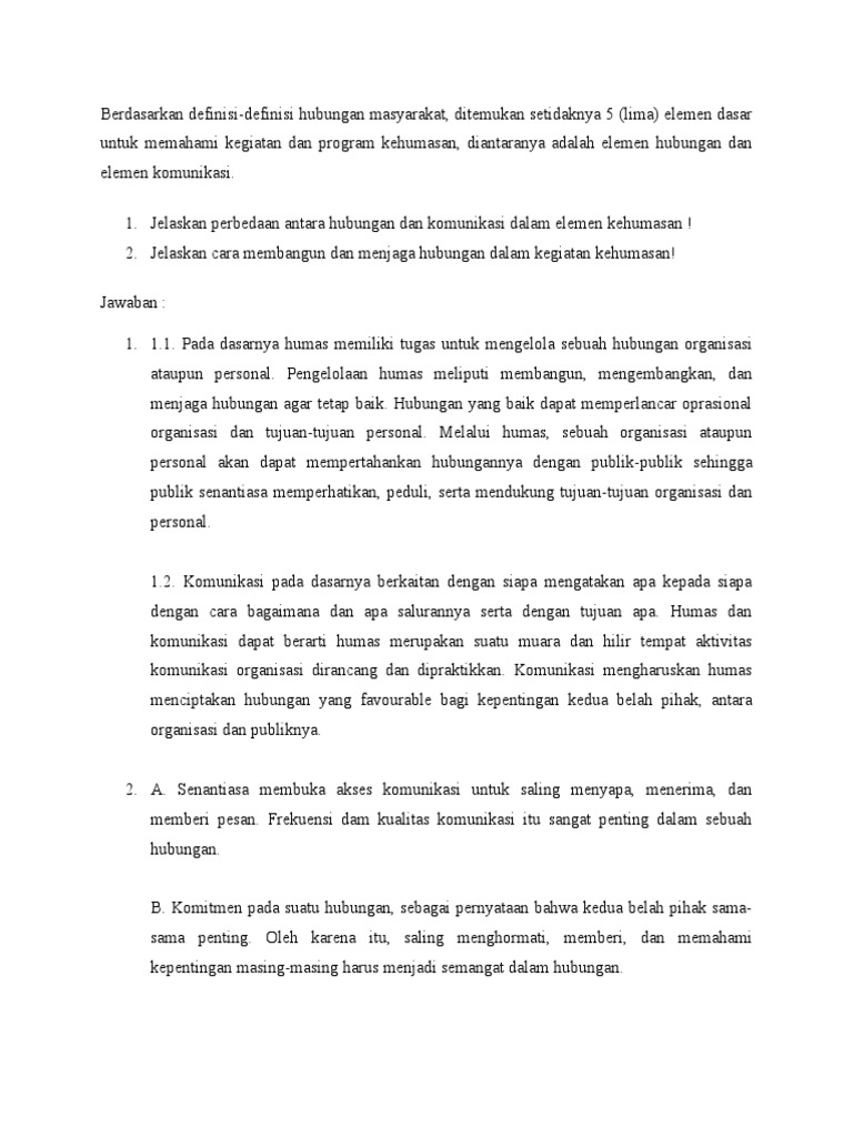 Tugas 1 Humas | PDF | Karier & Perkembangan