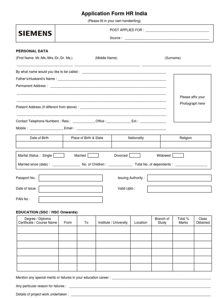 HR Application Form for India | PDF | Employee Benefits | Employment