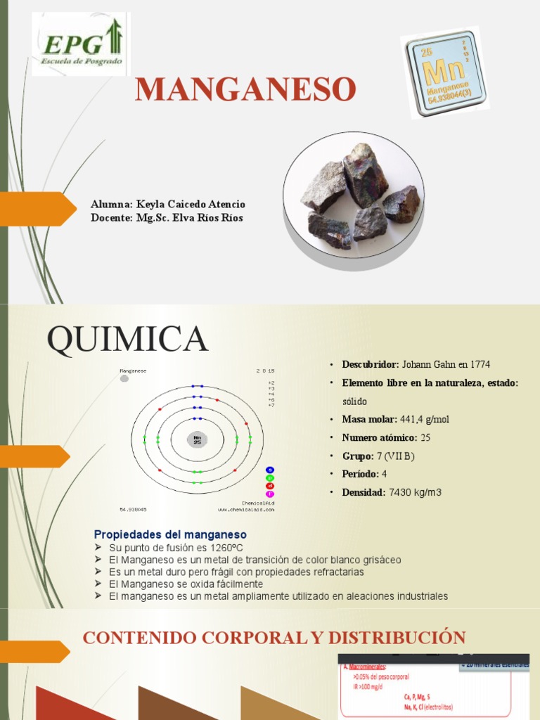 Propiedades y funciones del manganeso | PDF | Manganeso | Metabolismo
