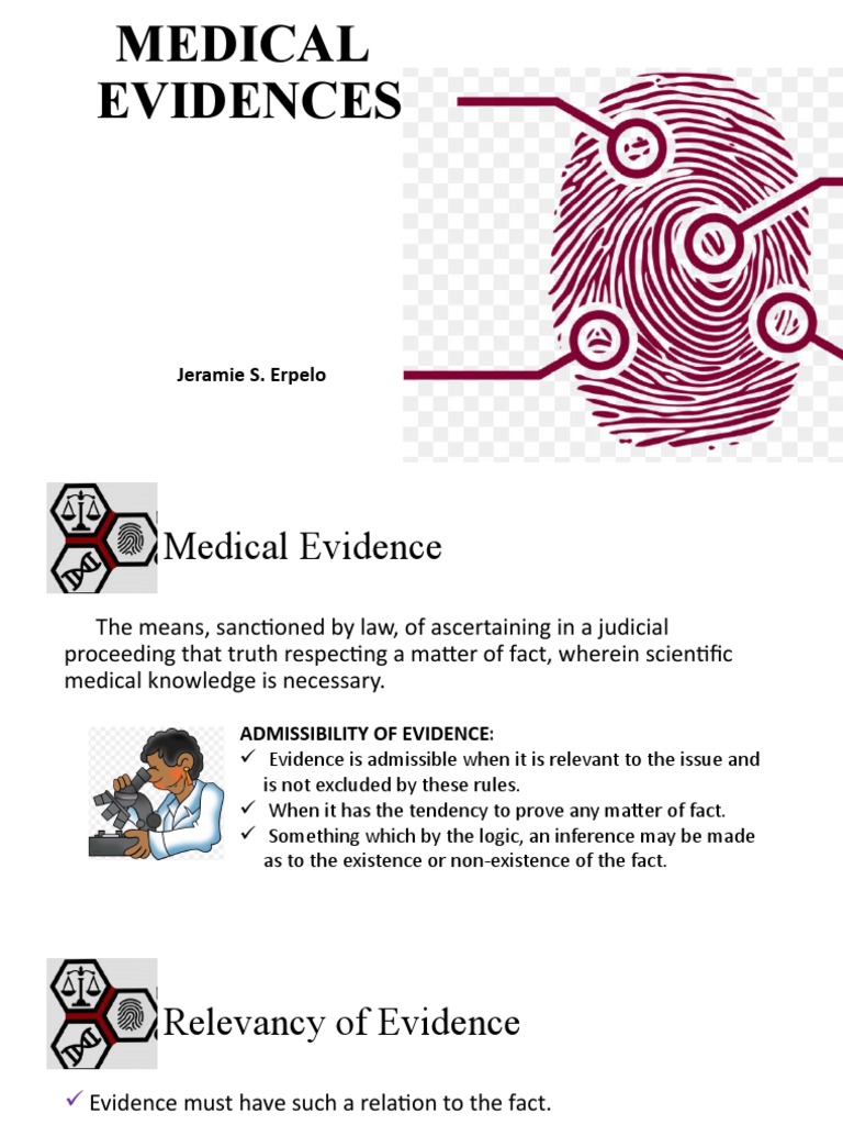 MEDICAL EVIDENCE GUIDE | PDF | Evidence | Burden Of Proof (Law)