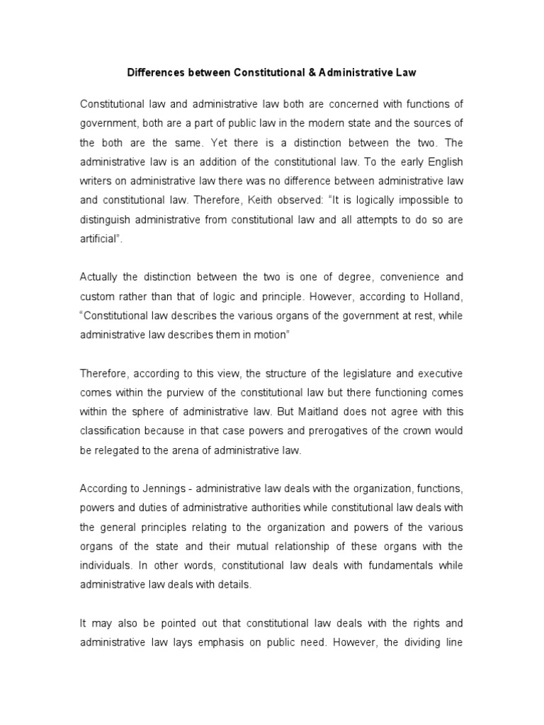 Differences Between Constitutional and A | PDF | Constitutional Law | Administrative Law