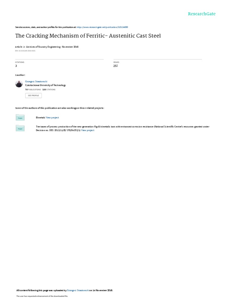 Duplex Casting Cracking Mechanism | PDF | Fracture | Steel