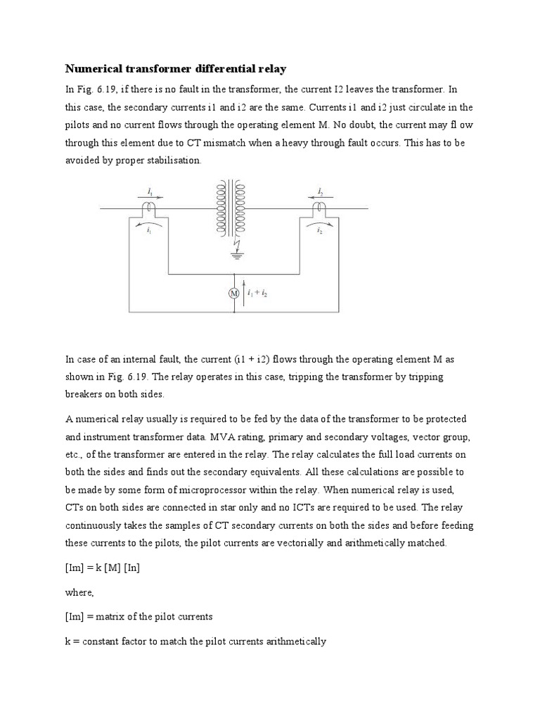 Numerical Transformer Differential Relay | PDF | Transformer | Relay