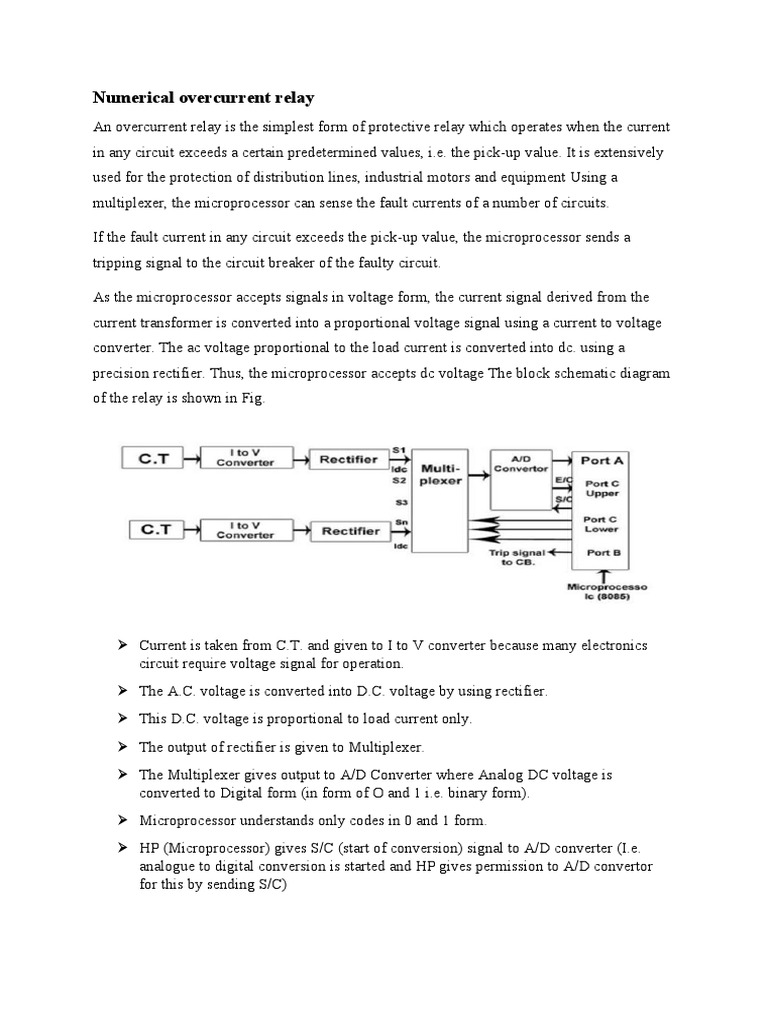 Numerical Overcurrent Relay | PDF