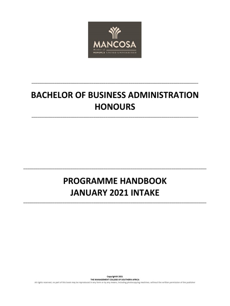 BBA Honours PH January 2021 | PDF | Strategic Management | Bachelor's ...