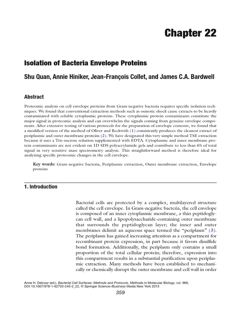 TSE Method of Periplasmic Protein Extraction | PDF | Cell Membrane ...