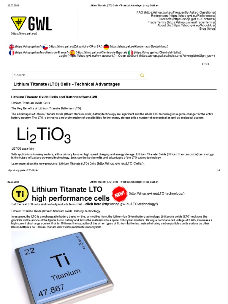 Lithium Titanate (LTO) Cells - Technical Advantages - Shop - GWL.eu ...
