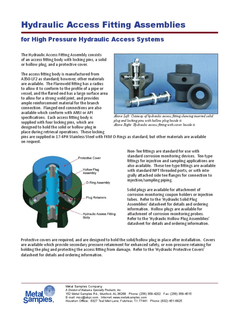 Hydraulic Access Fittings | PDF | Pipe (Fluid Conveyance) | Building ...