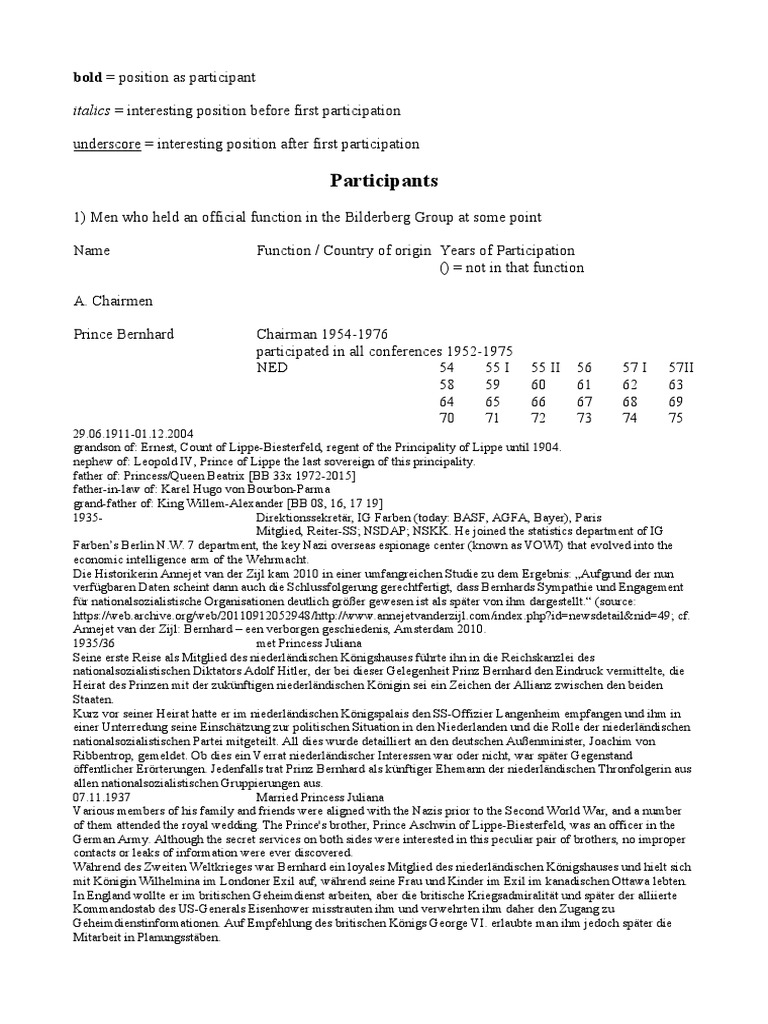 Bilderberg Participants Database v2.0 | PDF