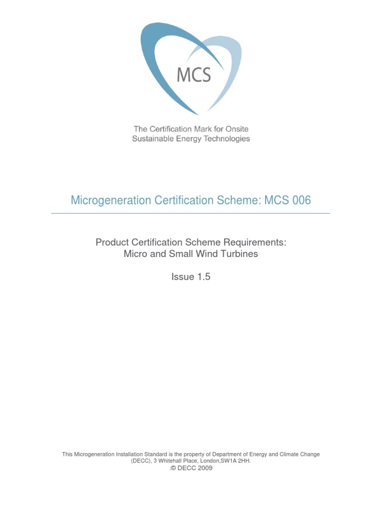 Microgeneration Certification Scheme Mcs 006 Pdf Wind Power Audit