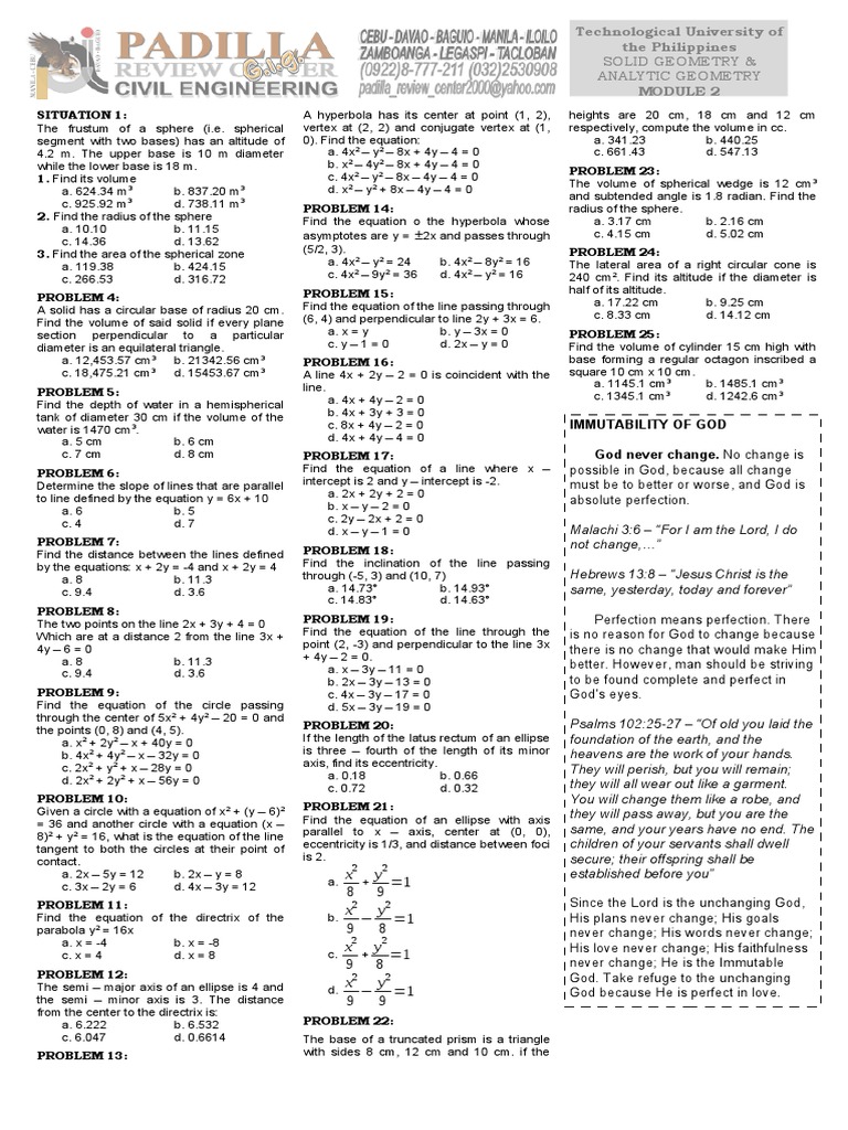 Solid Geometry & Analytic Geometry: Technological University of The ...
