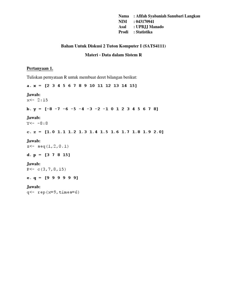 Diskusi 2 Komputer I - Afifah | PDF