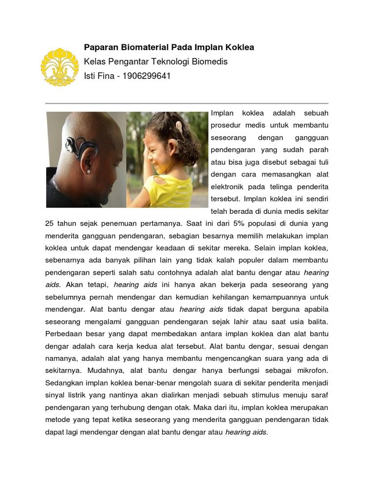 KOMPONEN IMPLAN KOKLEA | PDF