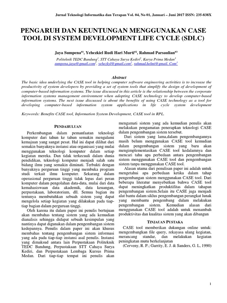 Pengaruh Dan Keuntungan Menggunakan Case Tool Di System Development ...