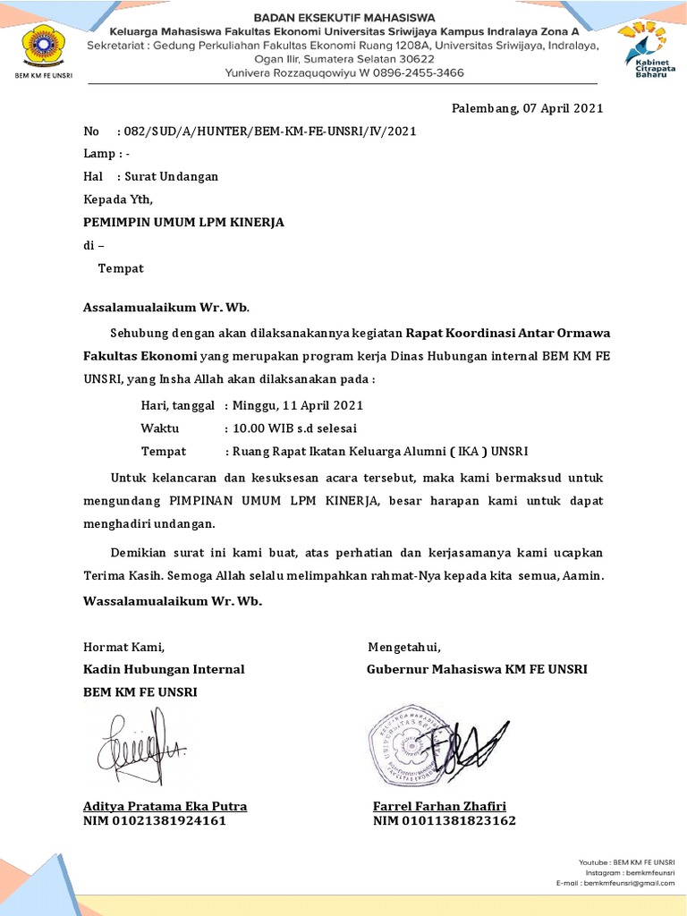 082-SUD-Surat Undangan LPM KINERJA | PDF