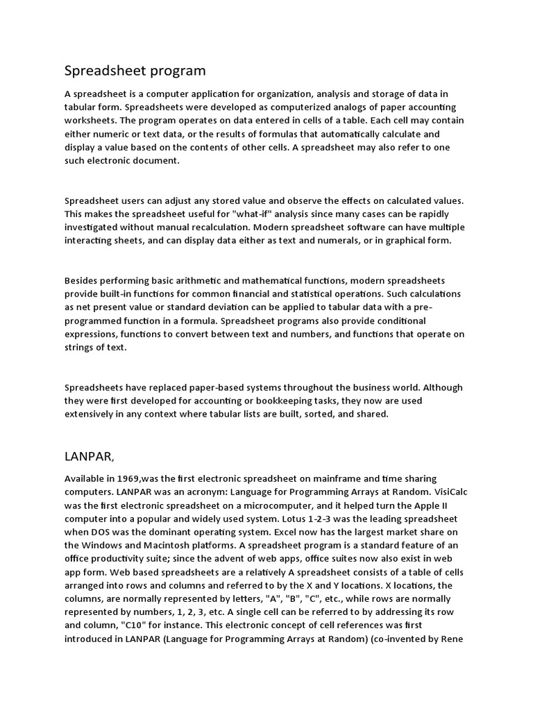 FUNDAMENTALS OF COMPUTER Assignment | PDF | Spreadsheet | Application Software